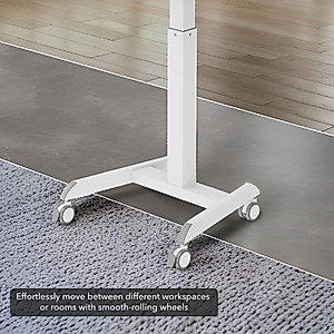 Mount-It! Standing Mobile Laptop Cart, Sit Stand Rolling Desk with Height Adjustable 31.1" x 20.5" Platform, Supports up to 17.6 lbs, White