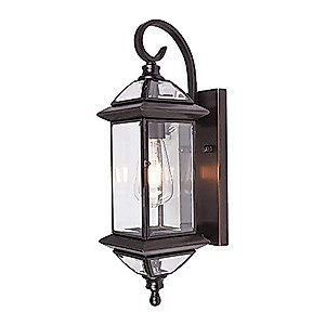 GAZELIGHTING Outdoor Light Fixture 18.5" H Porch Light Oil Rubbed Bronze Outdoor Wall Lights with Clear Glass Waterproof Outside Lights for House Patio Garage Frontdoor 1 Pack Bulb Not Included