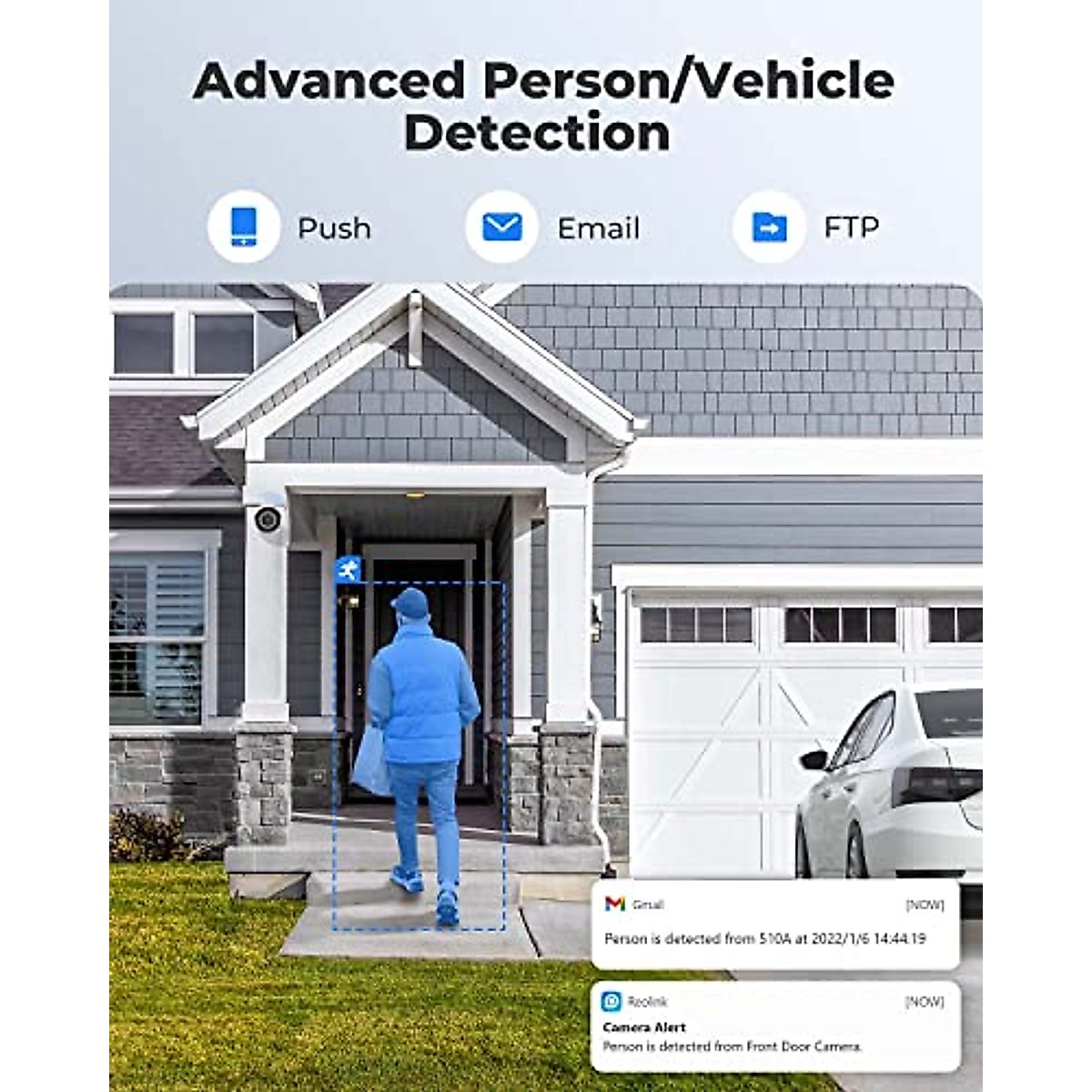 REOLINK Outdoor Security Cameras, Home Security Camera System for 5MP POE IP Surveillance, Smart Human/Vehicle Detection, Work with Smart Home, Up to 256GB microSD Card, RLC-510A(Pack of 2)