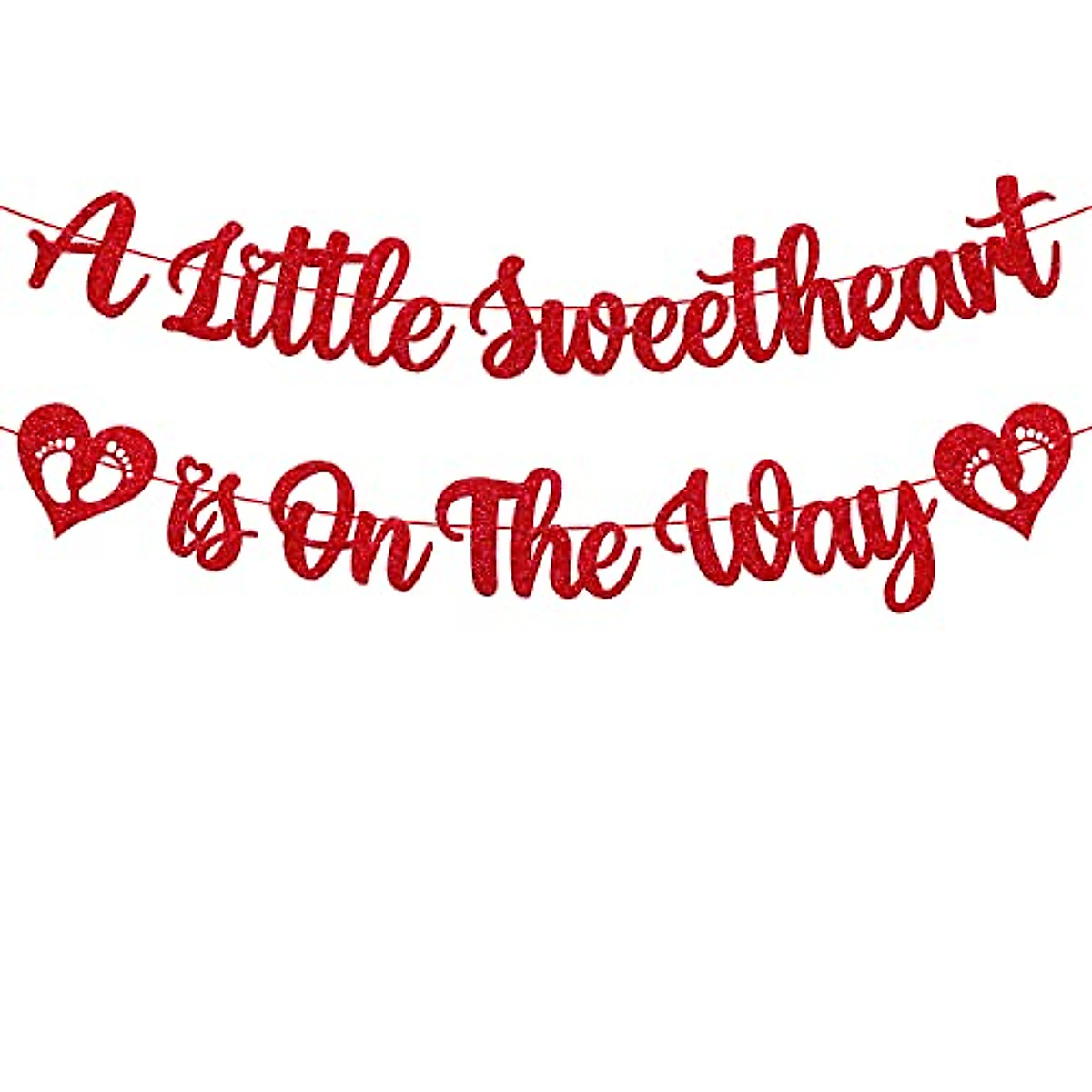 Happy Valentine’s Day Baby Shower Banner A Little Sweetheart is On the Way Banner Valentine’s Day Gender Reveal Party Supplies Glitter Red Pink