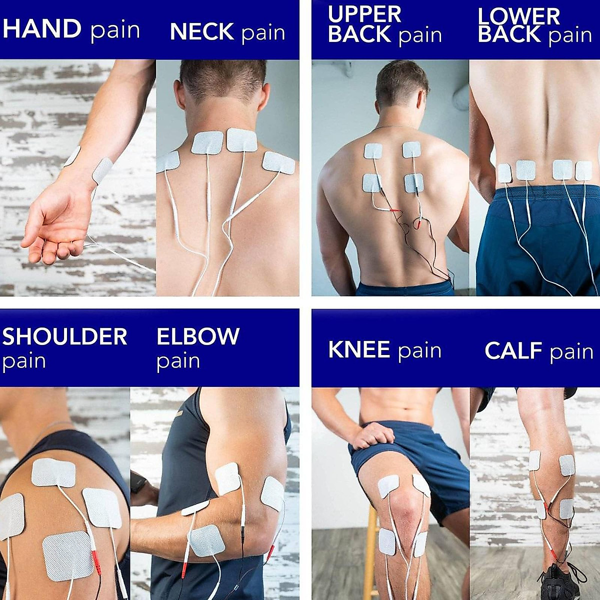 TENS Unit Replacement Pads - Compatible with AUVON and TENS 7000 Unit - Durable Self-Adhesive Electrodes Pads Combo 12 Pcs 2"X 2" and 2"X 4", Latex-Free for Lower Back and Multiple Pain Relief