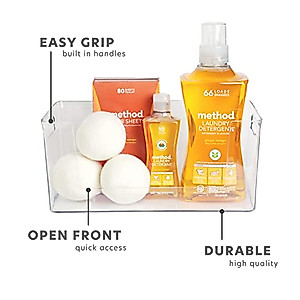 bHome Kitchen Organization | Clear Plastic Storage Bins | Pantry Organization and Storage Bins, Kitchen Cabinet Pantry Storage Organizer Bins, Set of 2 Open Front Snack Storage Containers