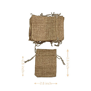 Palmhomee Pack of 20 Burlap Gift Bags with Drawstring Linen Jewelry Pouches Wedding Hessian Jute Bags for Birthday Jewelry and Treat Pouches Party Wedding Favors Gift Art and DIY Craft   (2.8x3.6 Inch, Mixed Colors)
