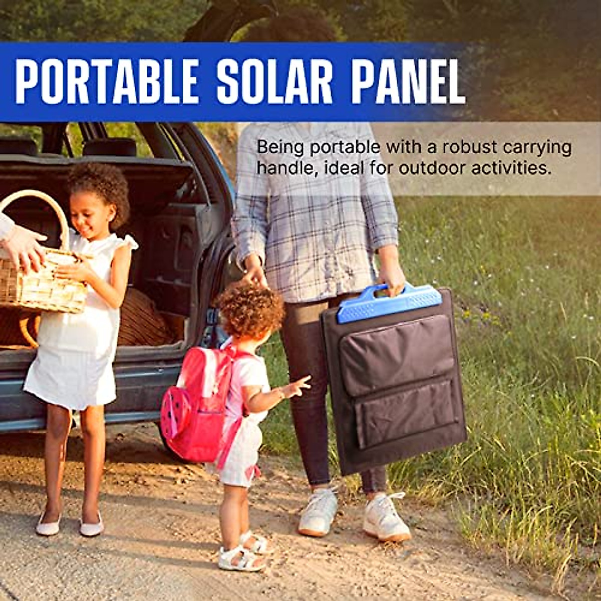ATEM POWER 100W Portable Solar Panel Foldable Monocrystalline Solar Panel with Adjustable Kickstand Efficient Charge for 12V Battery Power Station for RV Overland Marine Outdoor Camping