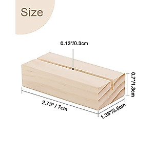 Aboofx 12 Pack Wood Place Card Holders Wood Table Number Stands Picture Holder Acrylic Sign Holders for Wedding Dinner Home Party Events Decoration