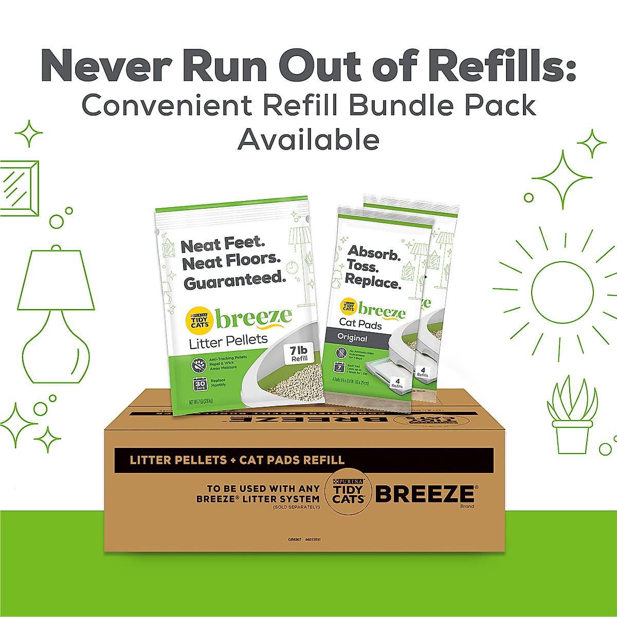 Purina Tidy Cats Non Clumping Litter System, Breeze XL All-in-One Odor Control & Easy Clean Multi Cat Box - 18 lb. Box