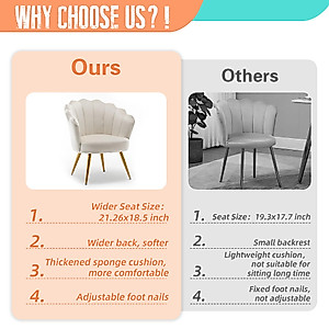 Alunaune Mid Century Velvet Living Room Chair Set of 2 Accent Chairs, Upholstered Vanity Chair for Makeup Room, Modern Barrel Arm Chair Guest Leisure Chair Comfy for Bedroom-Ivory