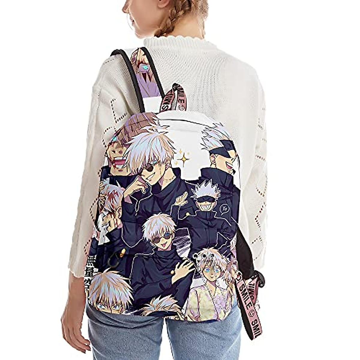 JIEBANG Anime Jujutsu Kaisen - 17 inch Bookbag Gojo Satoru Backpack for School Teens Boys Girls JJK Laptop Backpacks (Gojo Satoru-2)