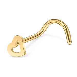 Ruifan 18G Mix Color Surgical Steel Heart Nose Stud Rings Screw Bend Piercing Jewelry 6PCS