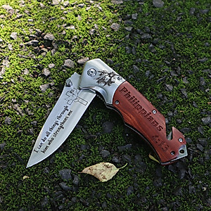 ZJFHTD Religous Christian Stuff Baptism Scripture Pocket Knive,Catholic Jesus Cross Dove Bible Verse Salvation Holy Communion Confirmation Grace Gifts for Men