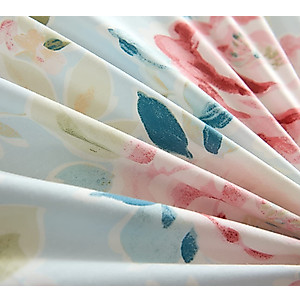 DAUAOTO Queen Size 90"X90" Duvet Cover Set, Bedding Cotton Floral Print Pattern for Teens Girls, Rose Flower Garden