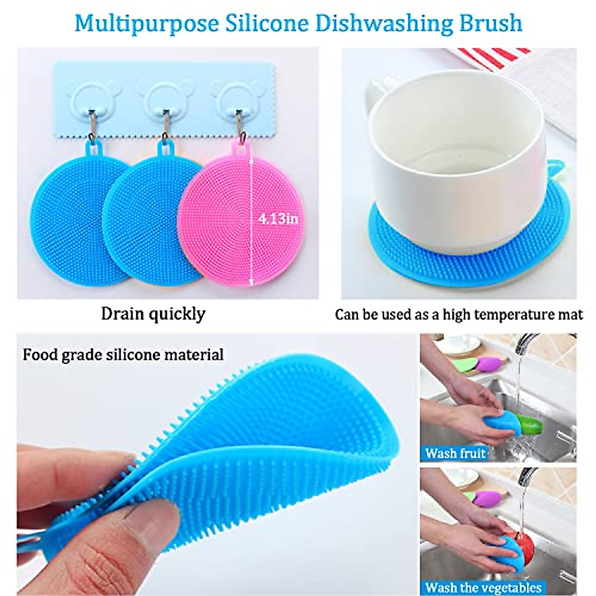 sponge holder for kitchen sink, stainless steel rotatable storage rack, Hanging Faucet Stand, with silicone cleaning brush, suitable for t in kitchen, bathroom,etc. (Faucet Rack with Towel Rack)