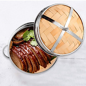 Bamboo Steamer Basket for Chinese Asian Cuisine?5.7INCH Steaming Basket Bun Vegetable Steamer, Dumpling Steamer Bamboo Steam Basket For Steaming Dim Sum Dumplings Buns Vegetables Fish Rice
