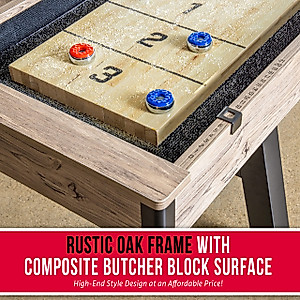 GoSports Premium 9 ft Shuffleboard Table with 8 Pucks, Shuffleboard Wax, and Brush