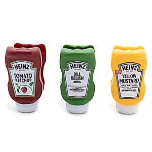 Heinz Bottle Chip Clips Picnic Pack, Set of 3 | Includes Ketchup, Mustard, Relish | Useful As Home Kitchen Decorations, Plastic Bag Clamps for Food Storage with Air Tight Seal Grip | Cute Foodie Gifts