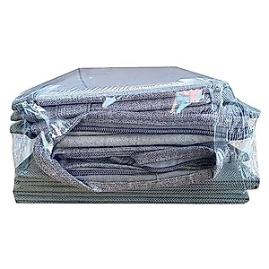 Yawinhe 2 Pack Under Bed Storage Containers with 4Handles,Sturdy Zipper und Label Holders, 23.62x11.8x6in,Foldable Blanket Storage Bags, for Comforter, Blanket, Clothing, Grey SNH002GS-2