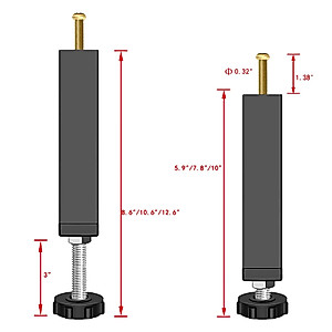 2Pcs Adjustable Steel Bed Frame Center Slat Support Legs Replacement, Sofa Furniture Cabinet Feet,Bed Rail Support for Wooden Bed (Height:5.9 to 8.6 inch)