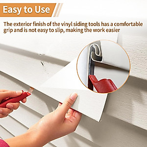 Vinyl Siding Removal Tool Fits for Reattach Siding Repair, Steel Blade Siding Zip Tool Extra Long Non-Slip Grip Handle（Red）