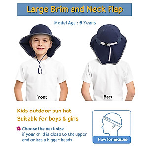 Toddler Hat Infant Hats Boys Sun Protection Infant Hat UPF 50+ Wide Brim Infants Sun Hats Adjustable Summer Hat for Toddler Boy,Navy,6-24 Months
