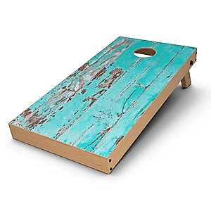 Design Skinz Wood Skin Set for Cornhole (Skin Only) - Turquoise Chipped Paint on Wood