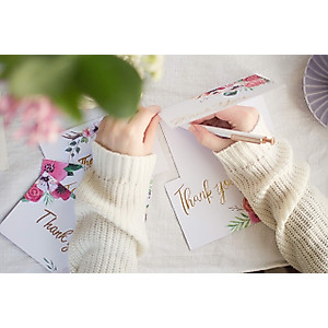 Boho Floral Thank You Cards for Designer Thank You Notes! Bulk Set of 48 Blank Cards with Envelopes for Baby Shower Note Cards, Wedding Thank You Cards and Bridal Shower Thankyou Card