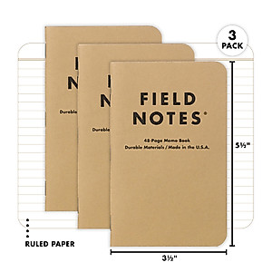 Field Notes: Original Kraft 3-Pack - Ruled Paper - 48 Pages - 3.5" x 5.5"