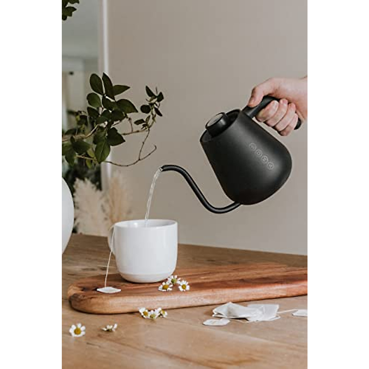 Soma Stainless Steel Gooseneck Coffee & Tea Kettle, Black, 1 Liter, Stovetop