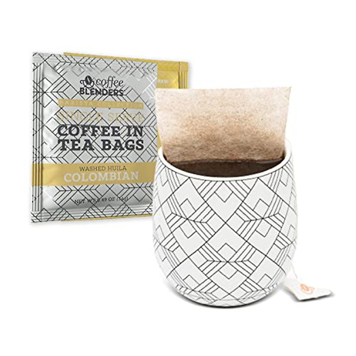 Coffee Blenders Tea Bag Coffee - Colombian Flavor 10 Count Single Serve Instant Coffee, Portable Drip T-Bag Packets, Convenient Fast Fresh Simple