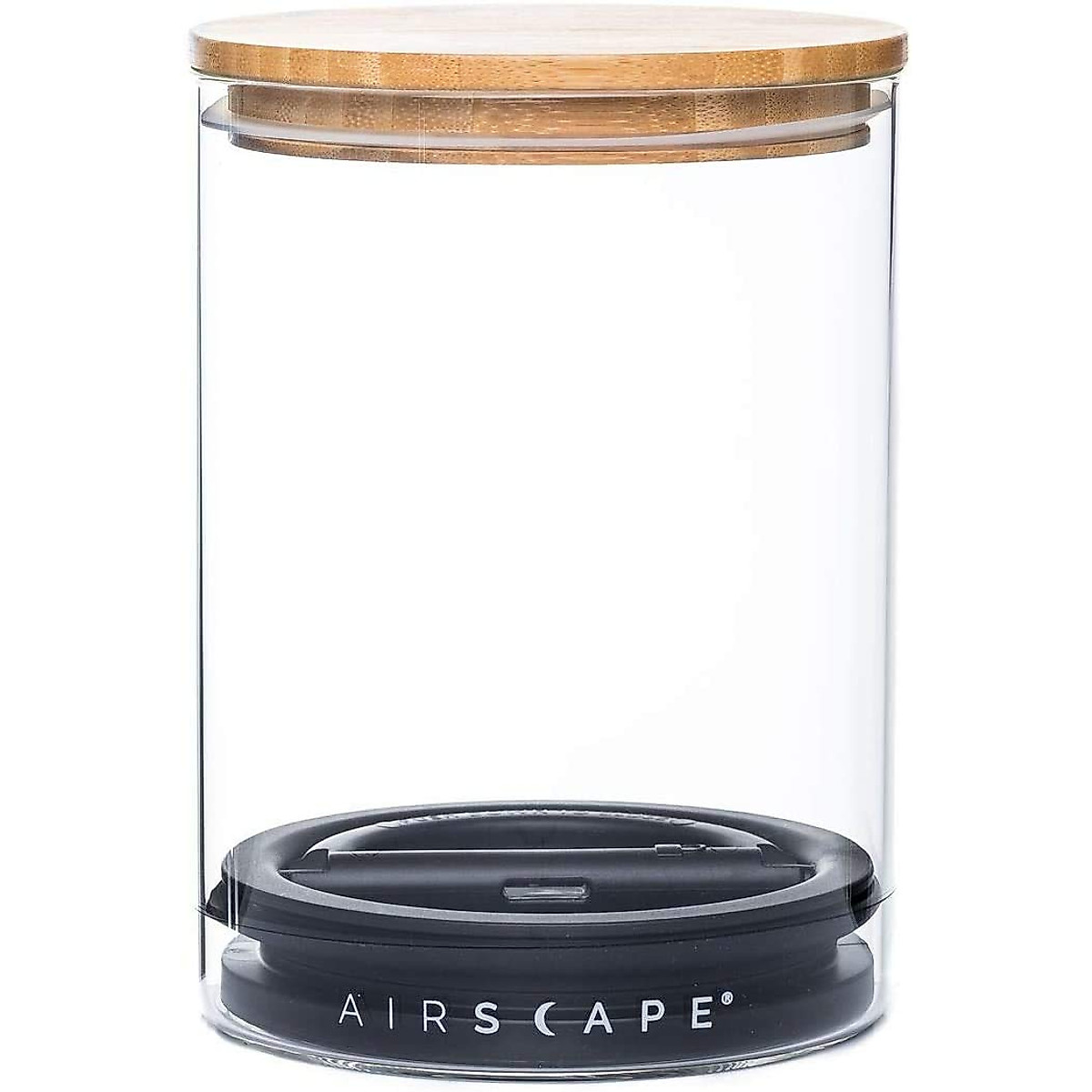 AirScape Glass Storage Canister - Set of 2 - Patented Airtight Lid Removes Excess Air & Preserves Food Freshness, Glass Container with Bamboo Lid (Small & Medium)