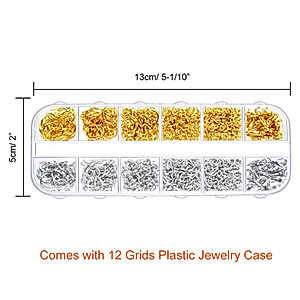 Paxcoo 1200Pcs Open Jump Rings and Lobster Clasps Jewelry Findings Kit with Pliers for Jewelry Making (Silver and Gold)