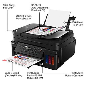 Canon G7020 All-in-One Printer Home Office | Wireless Supertank (Megatank) Printer | Copier | Scan, | Fax and ADF with Mobile Printing, Black