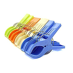 8 Pack Beach Towel Clips - Towel Holder in Bright Colors Double Thickness Clothes Clips Plastic Clothes Pegs - Keep Your Towel from Blowing Away Clothes Lines Chair Clips Hanging Clip (Multicolor)