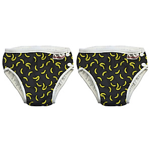 ImseVimse Eco Friendly Reusable Swim Diaper Made of Organic Cloth Sized for Infant to Toddler Boys - Black Banana, 2 Pack (XL 18-24M, 2T (24-31 lbs))