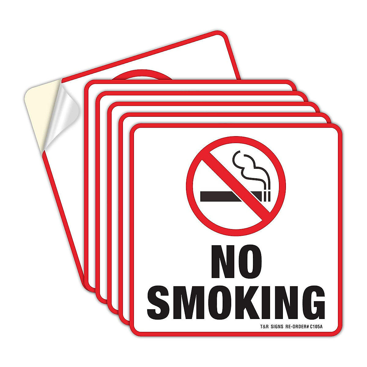 No Smoking Sign Stickers - 6 Pack 6 x 6 Inches - 4 Mil Vinyl - Laminated for Ultimate UV, Weather, Scratch, Water and Fade Resistance - Self Adhesive- Indoors and Outdoors