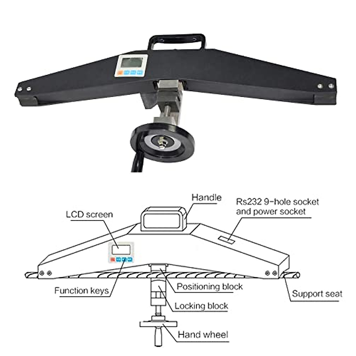 CNYST Rope Tension Meter Gauge Dynamometer Wire Tensiometer Maximum Load Value 100KN
