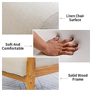 UNICOO - Mid-Century Modern Accent Chair, Fabric Reading Armchair, Easy Assembly, Lounge Chair for Living Room Bedroom (U202-1 Nature + Beige)