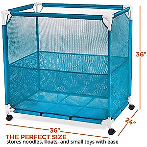 KITLIFE Pool Storage Bin, Pool Toy Storage Cart, Durable UV Resistant Fabric Resists Fading and Cracking, Medium Size 36 x 36 x 24, Bonus Mesh Bag Included Teal