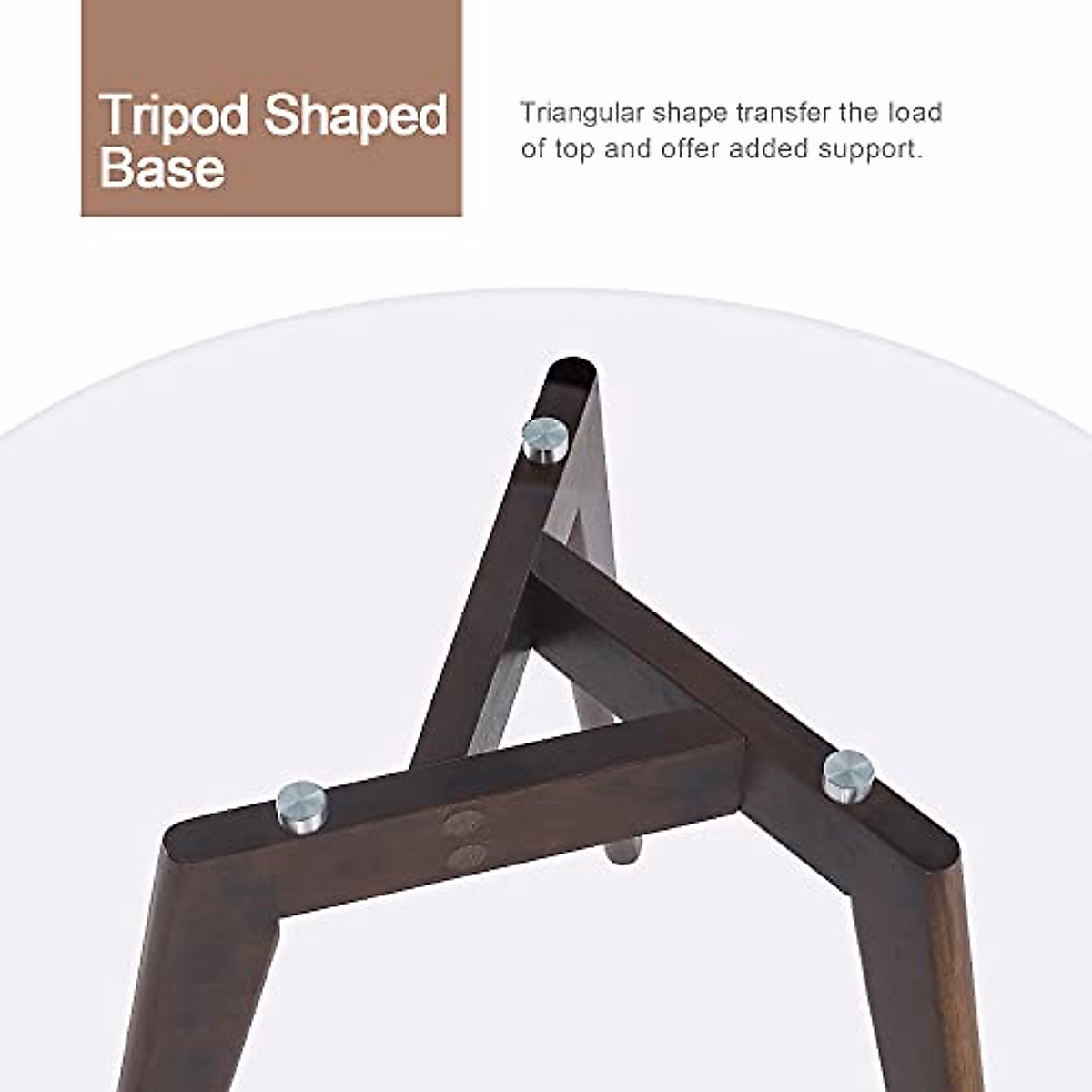 ivinta Round Glass Dining Table, Modern Leisure Table with Wood Legs for Kitchen Dining Room Living Room, Accent Table Small Tea Table for 2, Space Saving, 31.5 inch (Dark Brown)