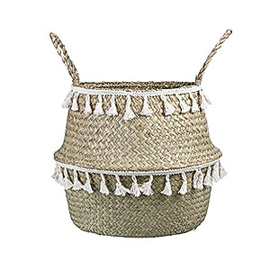 WSZJJ Handmade Bamboo Storage Basket, Wicker Basket, Garden Flower Pot, Laundry Basket, Container Storage Basket