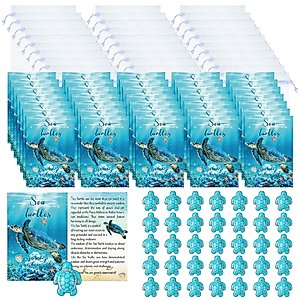 135 Pcs Sea Turtle Employee Appreciation Gifts Bulk Thank You Teacher Appreciation Gift Includes 45 Turtle Greeting Card with Message 45 sea Turtle and 45 Organza Bags for Coworkers (Bright Style)