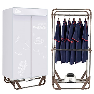 Uten Clothes Dryer, 1500W Power Electric Clothes Dryer Machine with Timer, 2-Tier Laundry Drying Wardrobe, Foldable Clothes Drying Rack and Dryer for Travel, Apartments, RV, Home