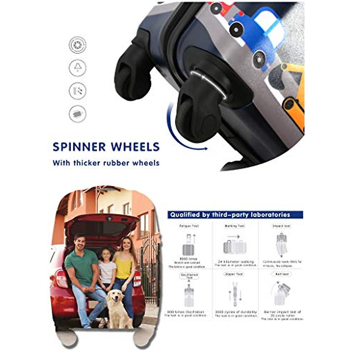 Lttxin Kids Rolling Luggage with Wheels Hard Shell Carry On Suitcase 18 inch for Toddler Boys Veholes