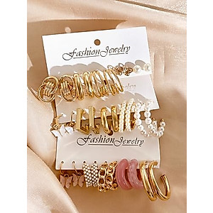 45 Pairs Gold Hoop Earrings for Women, Chunky Twisted Small Big Hoops Earring Packs Set, Earrings for women multipack, Fashion Trendy Earrings Jewelry for Birthday Party Christmas Gift