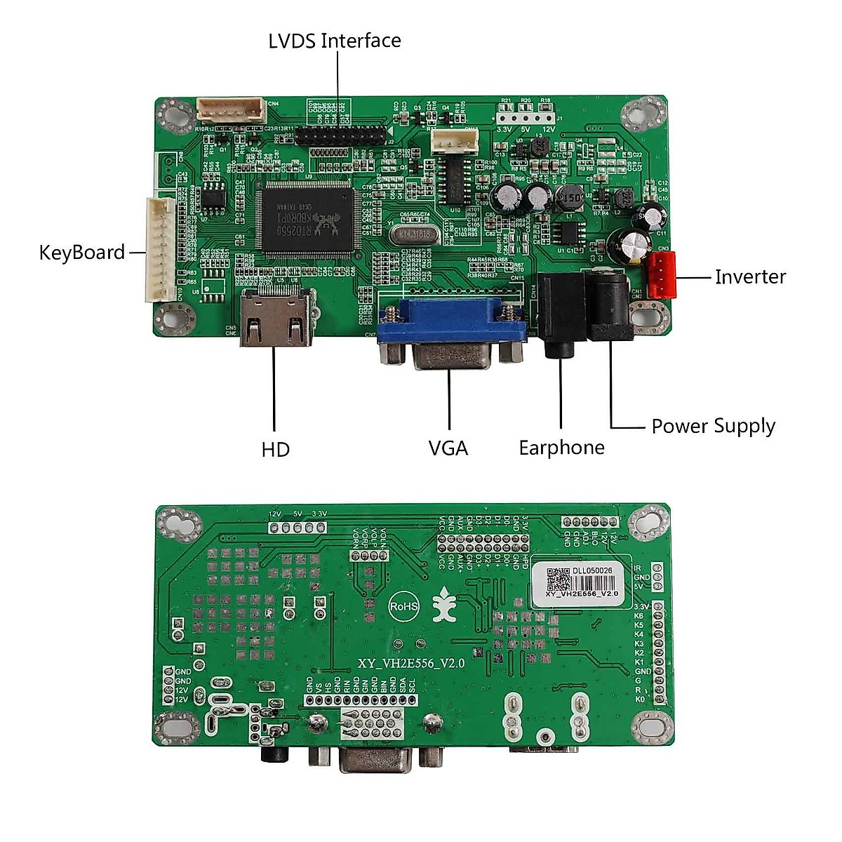 VSDISPLAY HD-MI VGA Controller Board eDP for 27" 2560x1440 2K LM270WQ1-SDE3 36 pin WLED LCD Screen