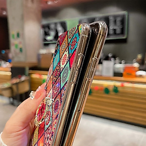 Case for Samsung Galaxy Note 20 Ultra (6.9-inch) Girls Women Cute Floral Slim Shockproof Protection Cover with Gold Ring Stand Mandala Ethnic Style Phone Case