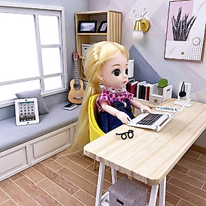 3 Pack Dollhouse Mini Laptop Tablet and Smart Phone Scene Computer Simulation Accessories for Doll 1/6 1/12 Miniatures Silver