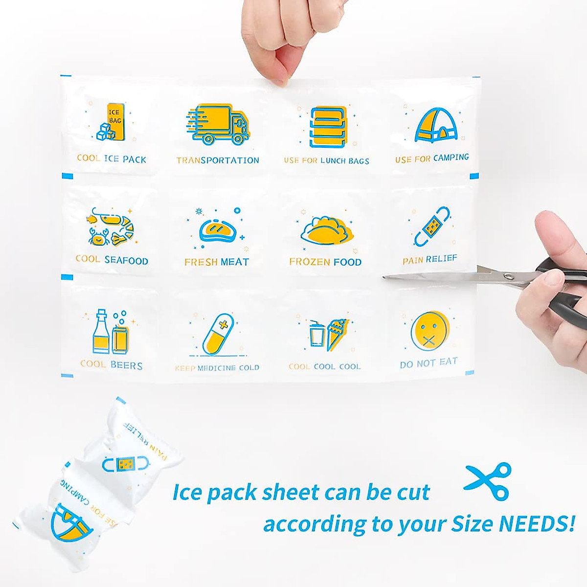 Reusable Shipping Dry Ice Packs Sheets for Coolers, Cold Pack for Shipping Frozen Food, Freezer Ice Pack Long Lasting Cool Packs Keep Food Fresh Beverage Cold, 8.03"x11.3"/8 Sheets