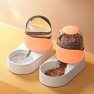 WERTSW Automatic Dog Cat Feeder and Water Dispenser Set 2L, Gravity Pet Food Feeder Dog Water Bowl Dispenser, 100% BPA-Free & Easily Clean, Self Feeding Station for Dogs Cats Pets Animals, Orange