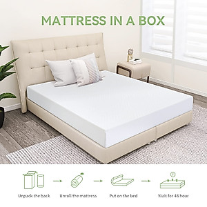 Opoiar 10 Inch King Size Memory Foam Mattress,Cooling Gel Mattress Bed in a Box,Mattress for Back Pain Relief,Supportive Pressure Relief,CertiPUR-US Certified,Made in USA,Medium,White