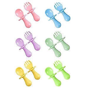 12 Pcs Baby Spoons and Forks for Baby Leading Weaning, Toddler Utensils, Baby Spoons First Stage, Baby Utensils for Self-Feeding